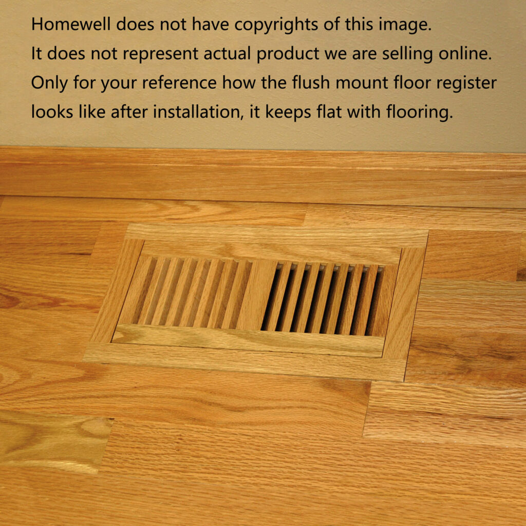 Homewell Wood Floor Register, Flush Mount Vent, Unfinished
