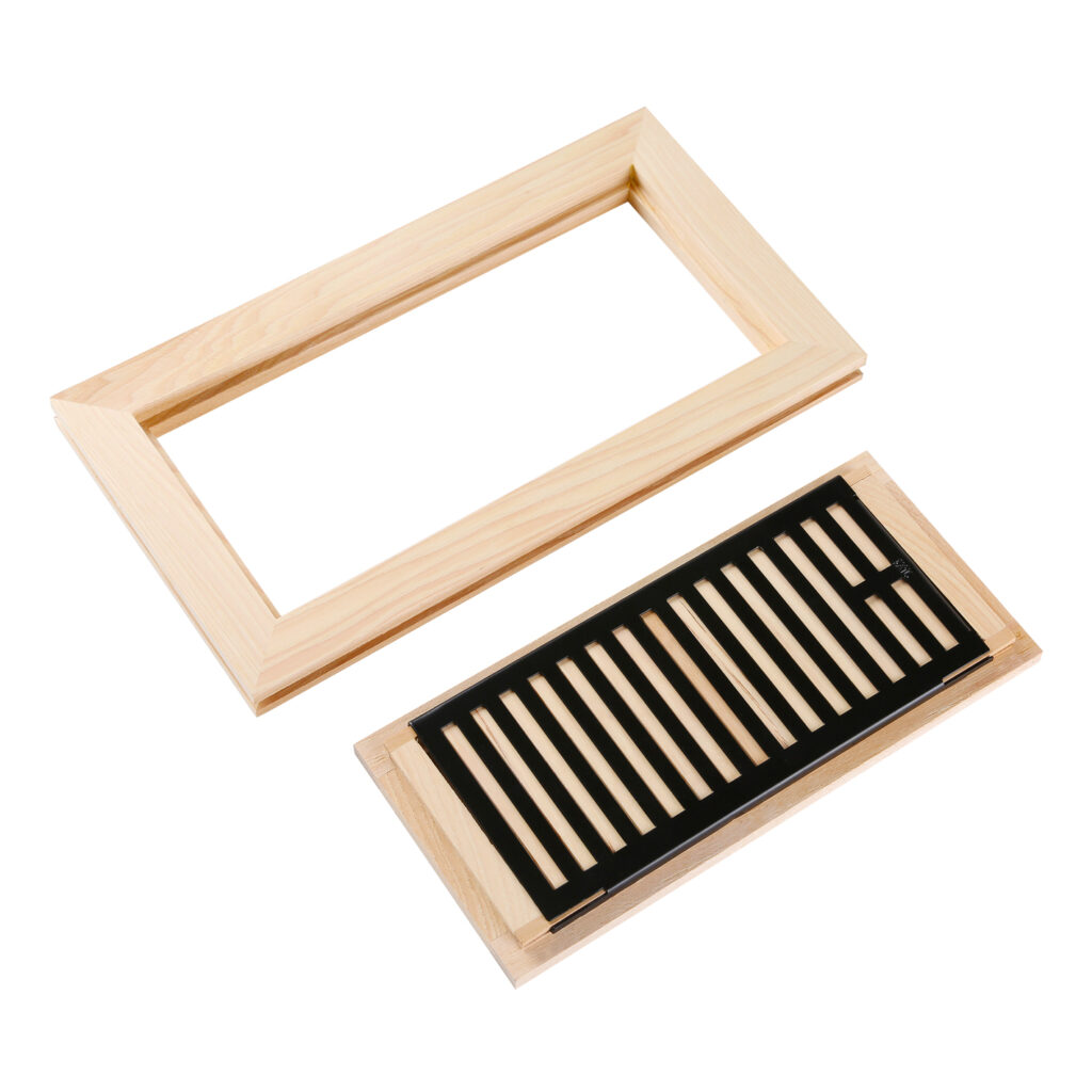 Homewell Wood Floor Register, Flush Mount Vent, Unfinished